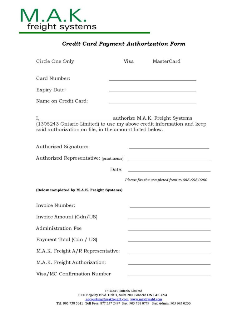 Forms – MAK Freight Systems